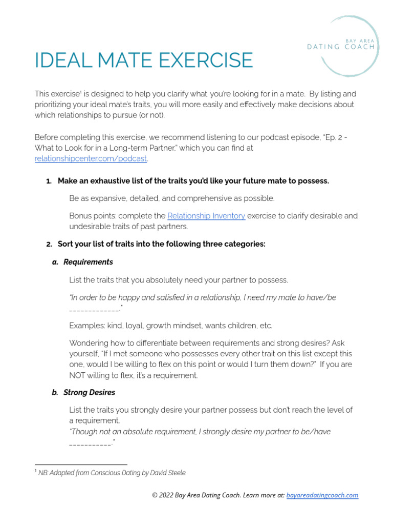 Ideal Mate Exercise | PDF
