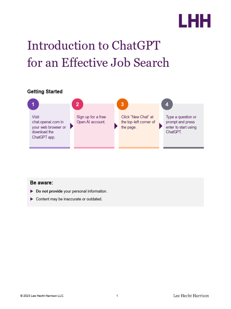 Intro ChatGPT For An Effective Job Search Handout EN US | PDF | Résumé ...
