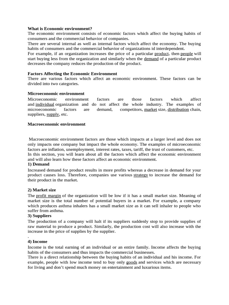 Economic Environment Factors | PDF | Economics | Inflation