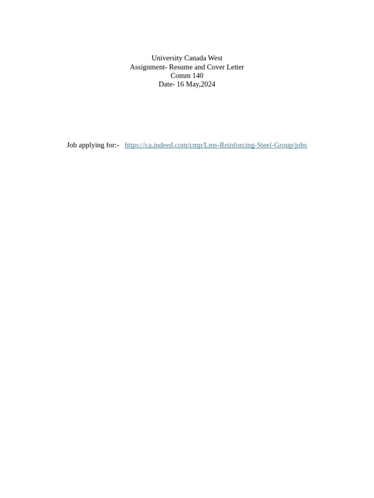 Resume and cover letter assignment 2 | PDF