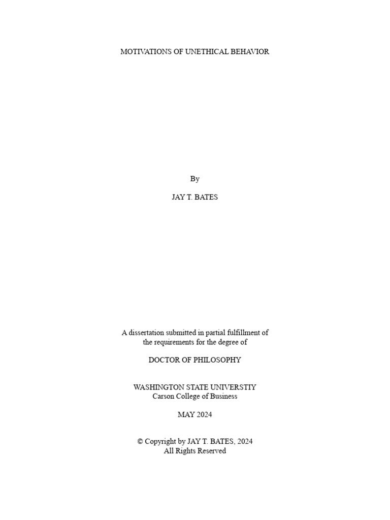 Motivations of Unethical Behavior | PDF