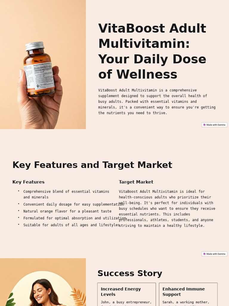 VitaBoost Adult Multivitamin Your Daily Dose of Wellness | PDF