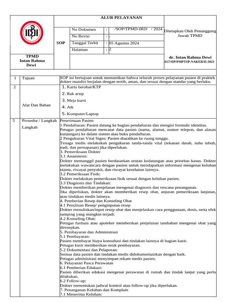 SOP ALur Pelayanan | PDF