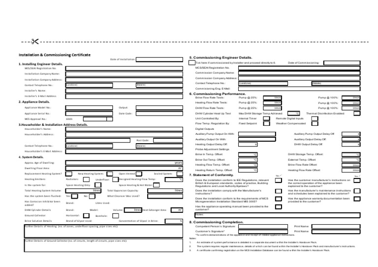 GS03 Commissioning Sheet Oct 2023 | PDF