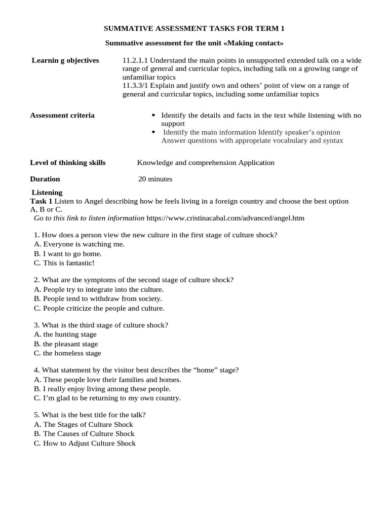 Term 1 Summative Assessment Guide | PDF | Communication | Career & Growth