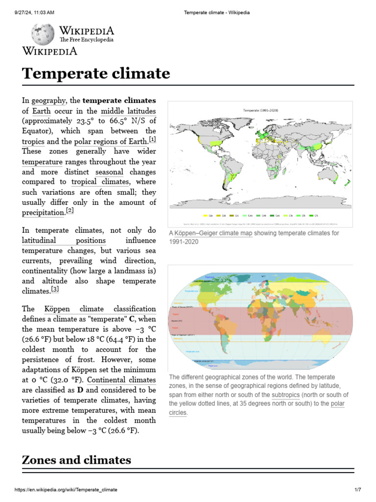 Temperate Climate - Wikipedia | PDF