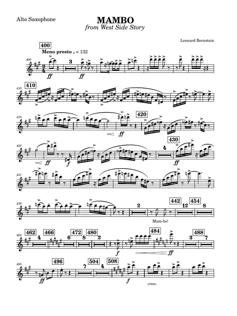 Leonard_Bernstein_-_Mambo_from_West_Side_Story-Alto_Saxophone | PDF