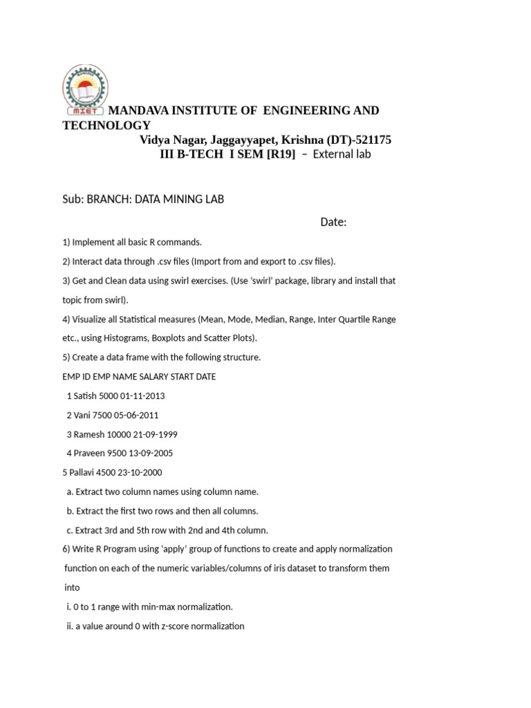 Data Mining Lab | PDF