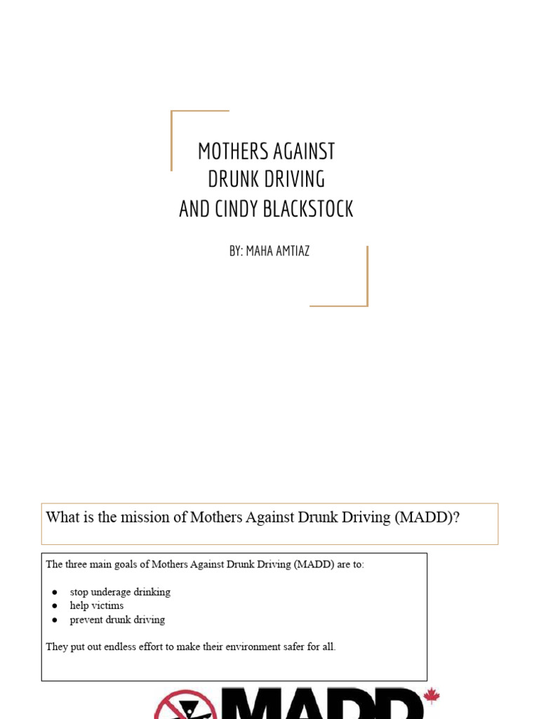 Mothers Against Drunk Driving and Cindy Blackstock PDF | PDF | Driving ...
