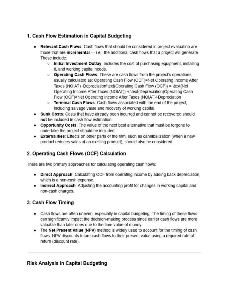 Cash Flow Estimation and Risk Analysis | PDF