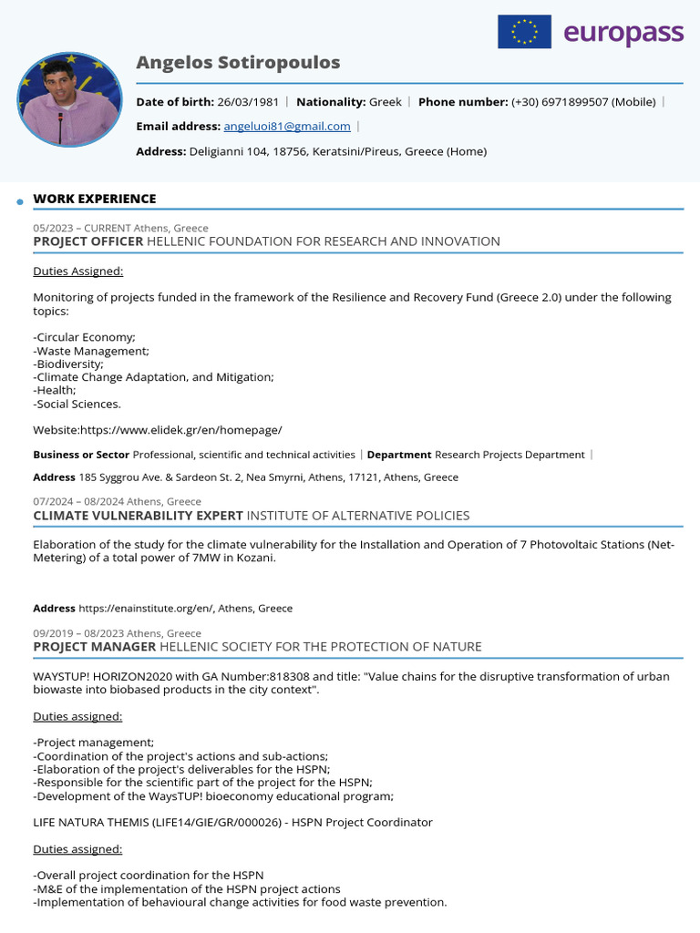 Angelos Sotiropoulos CV | PDF