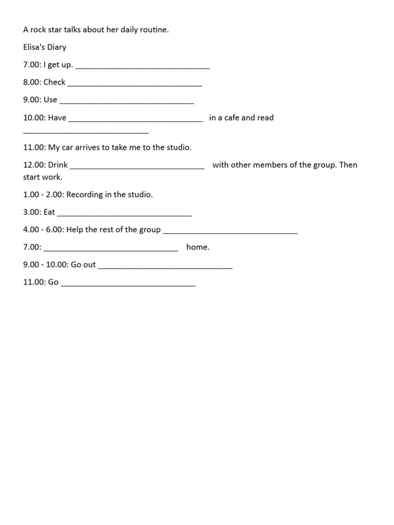 A Rock Star Talks About Her Daily Routine | PDF