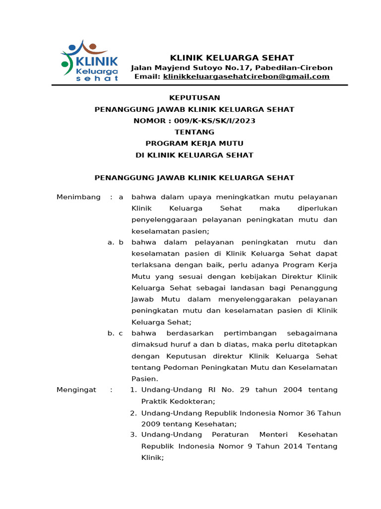 2.12 SK Program Kerja Mutu | PDF