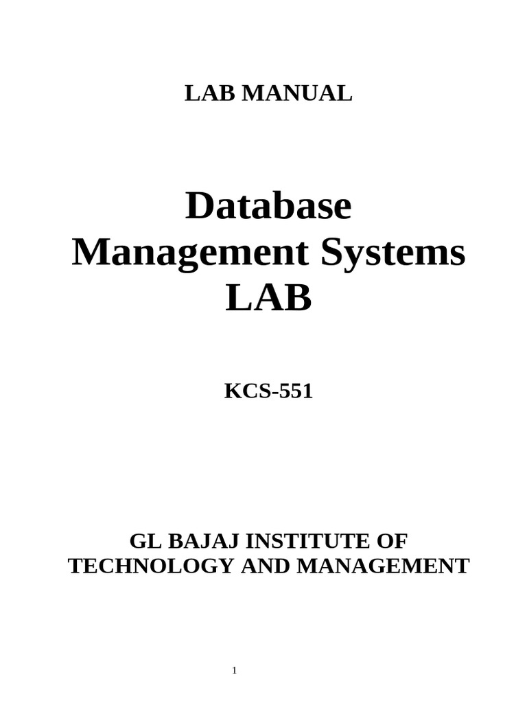 Dbms Lab Manual | PDF