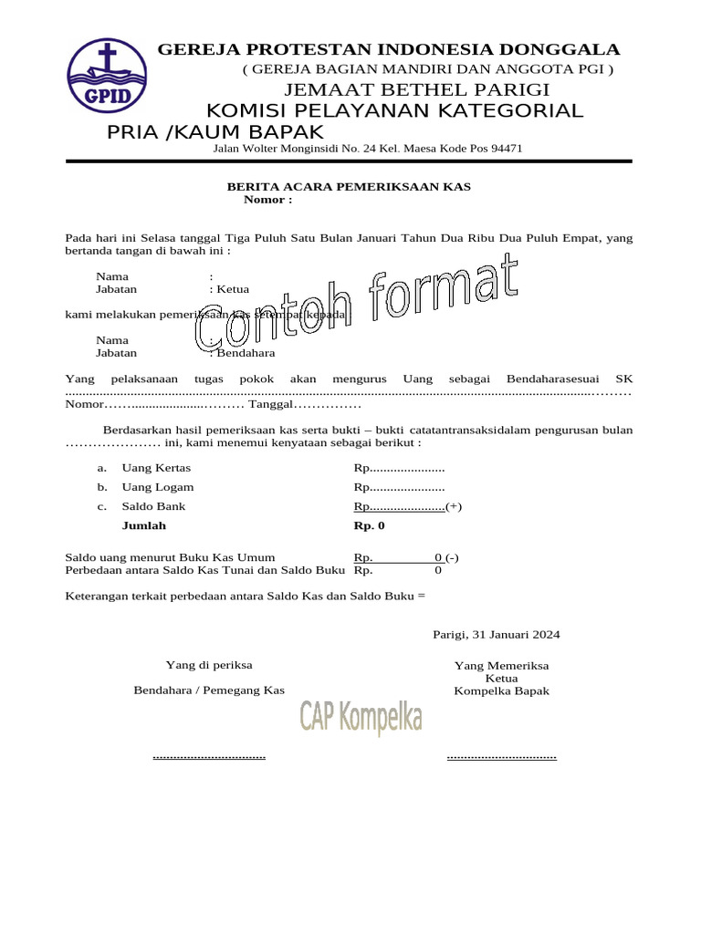 Contoh Format Penutupan Kas | PDF