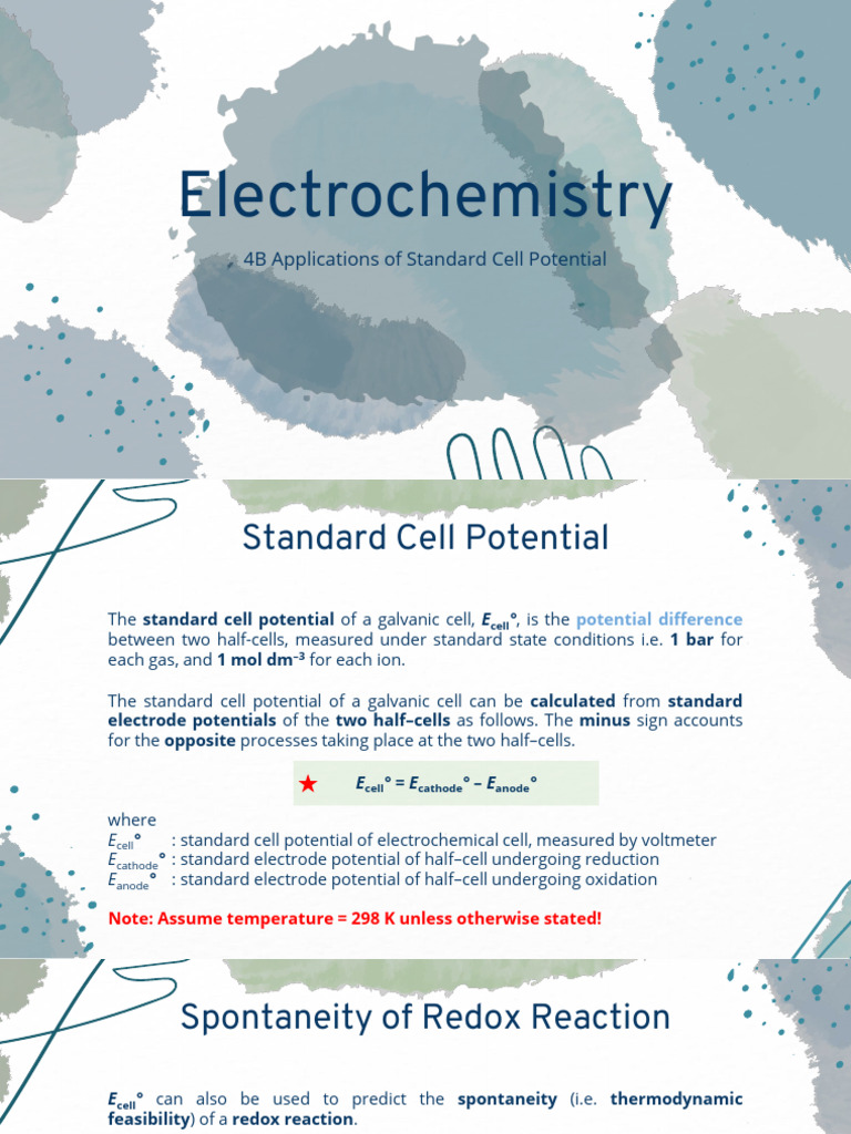 4b Electrochemistry Applications Of Standard Cell Potential Part 2