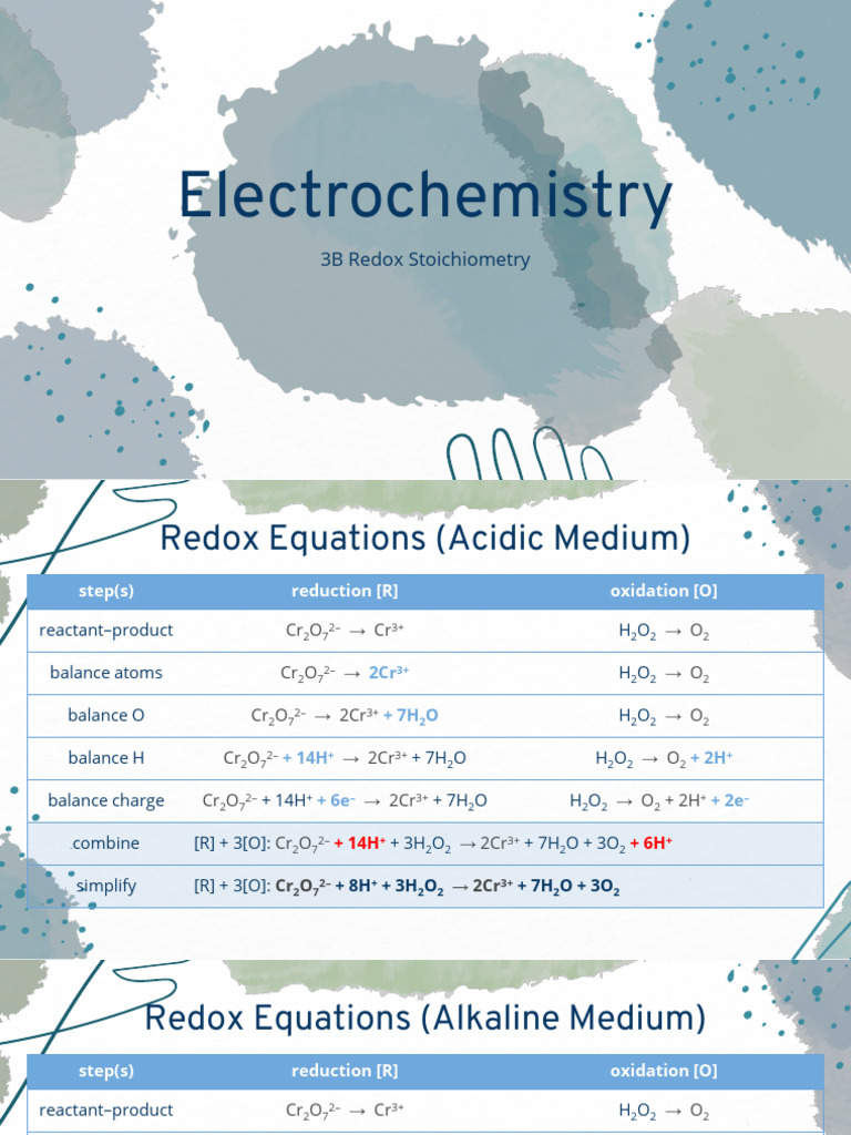 3B Electrochemistry (Redox Stoichiometry) - Teacher's | PDF