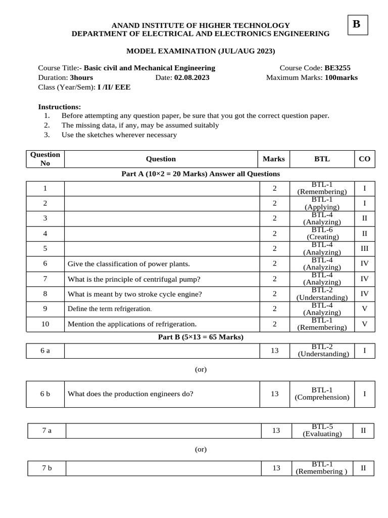 Model -EEE SET B- QP | PDF