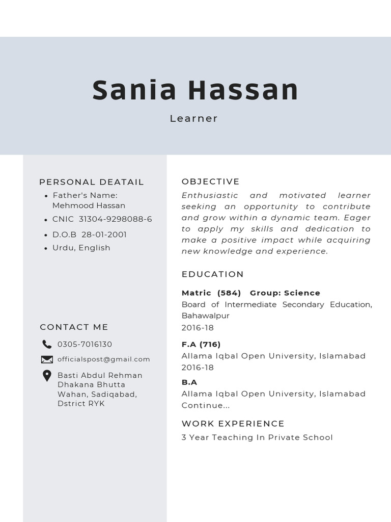 White Simple Student Cv Resume_3 | PDF
