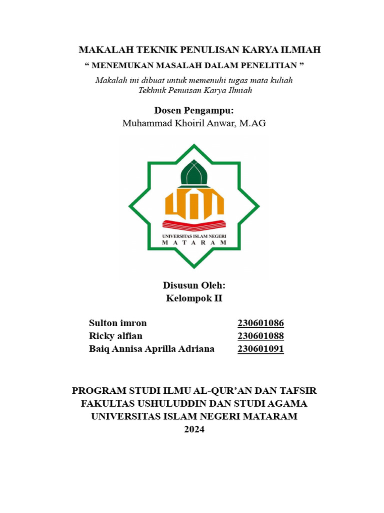 Makalah KLP2 Tpki (Menemukan Masalah) | PDF