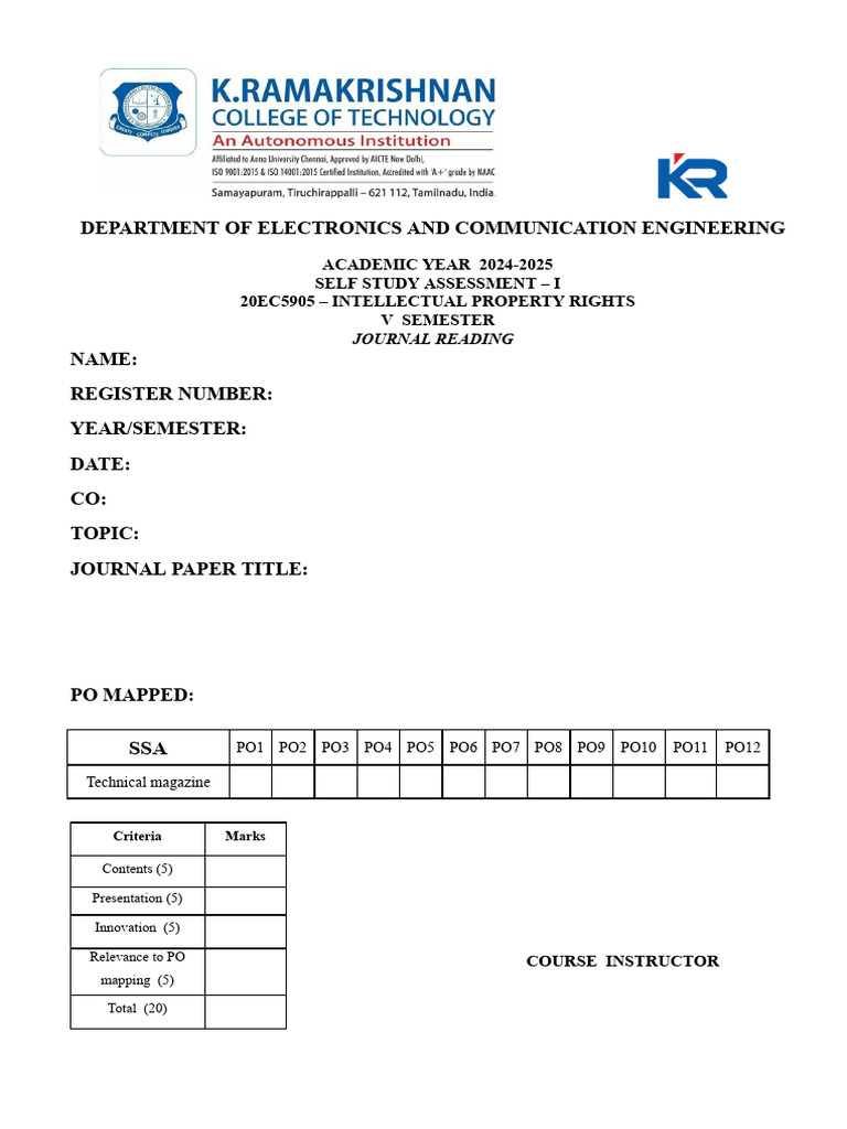 SSA1 Template - IPR | PDF