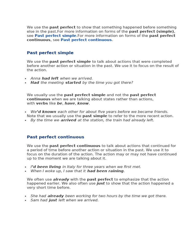 Past Perf Simple & Continuous Explanation With Practice | PDF