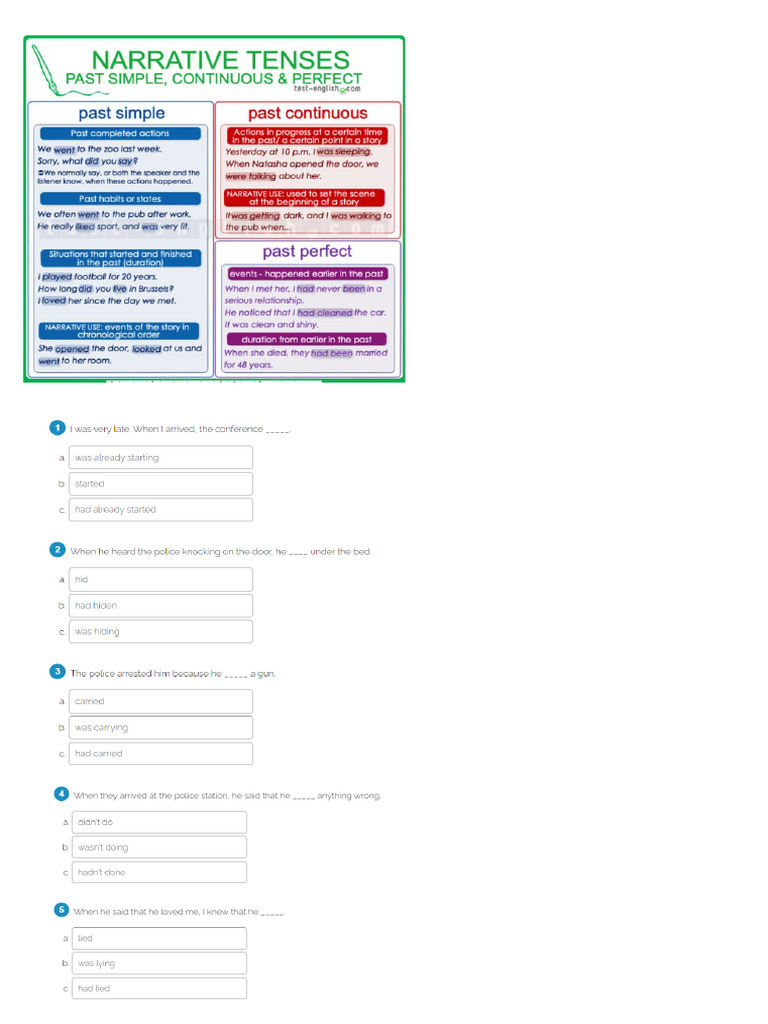 All Past Tenses Worksheet - Hard With Explanations | PDF
