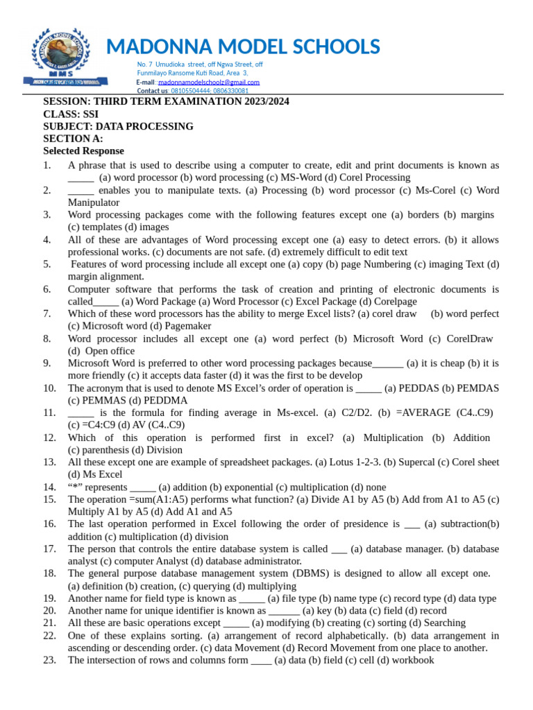 3RD TERM EXAMS | PDF