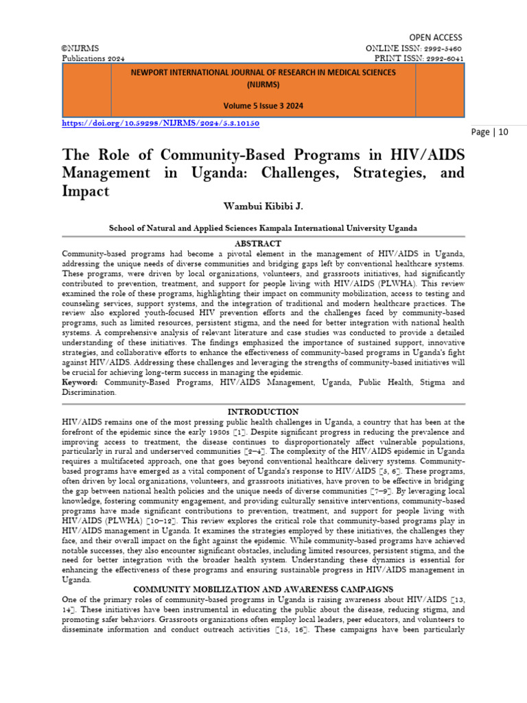 Community Programs in Uganda's HIV/AIDS Management | PDF | Hiv/Aids ...