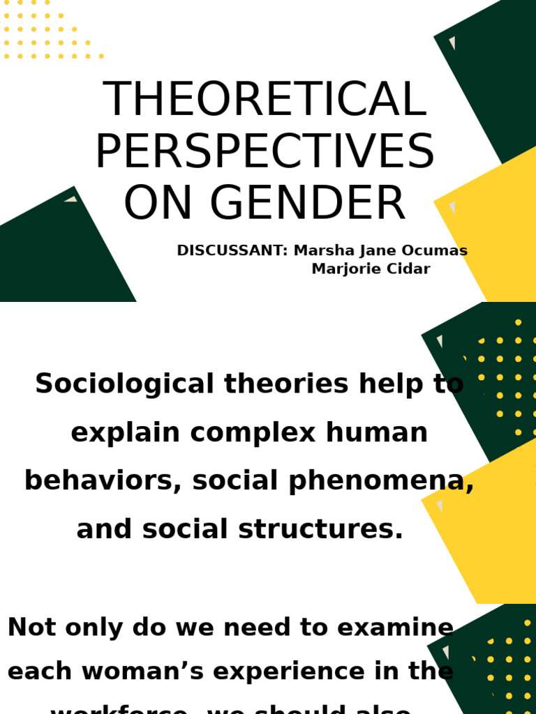Theoretical Perspectives On Gender 1st Reporter | PDF