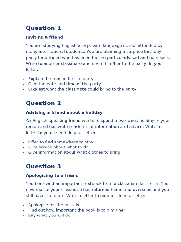Informal Letter Writing Topicssz For Students | PDF