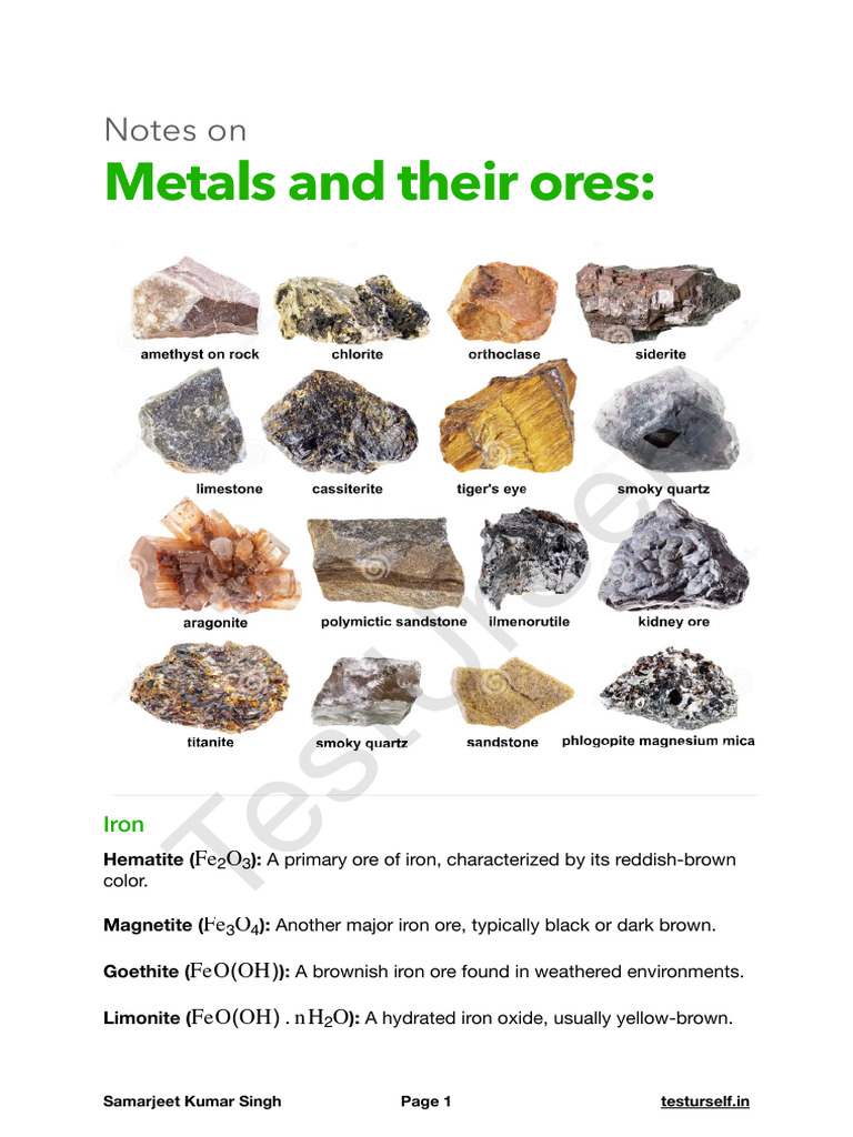 Metals and Their Ores 1716722371 | PDF