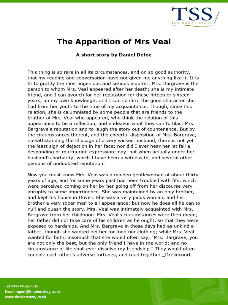 Mrs. Veal's Ghostly Visit to Bargrave | PDF