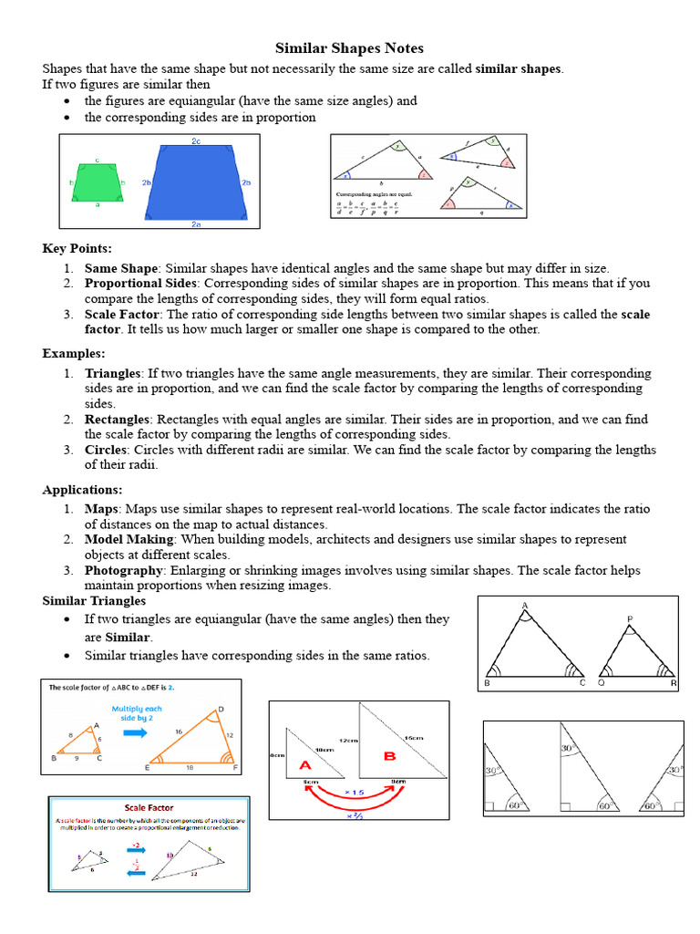 Similar Shapes Notes | PDF