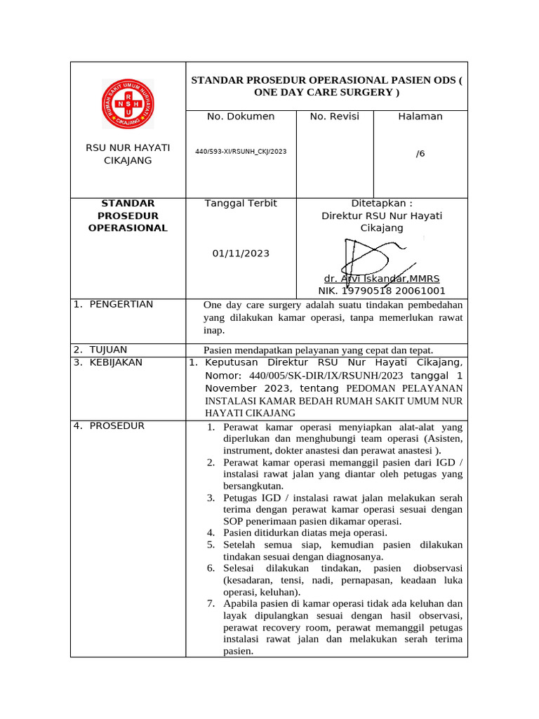 STANDAR OPERASIONAL ODS | PDF