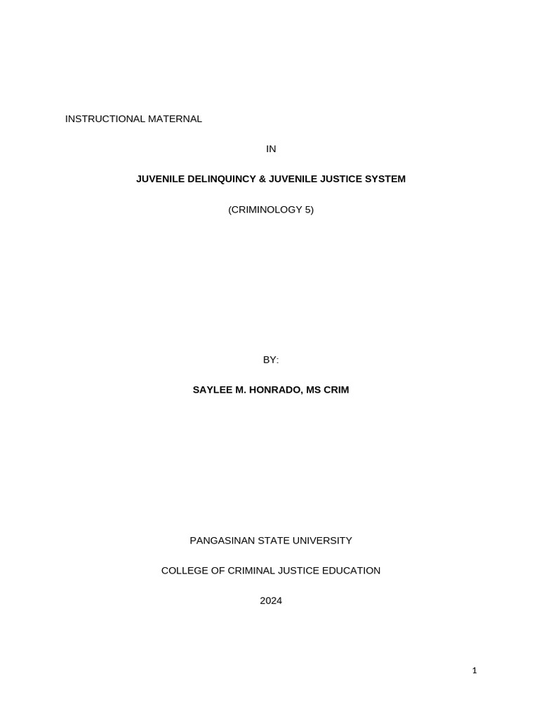 Juvenile Module 1 8 | PDF