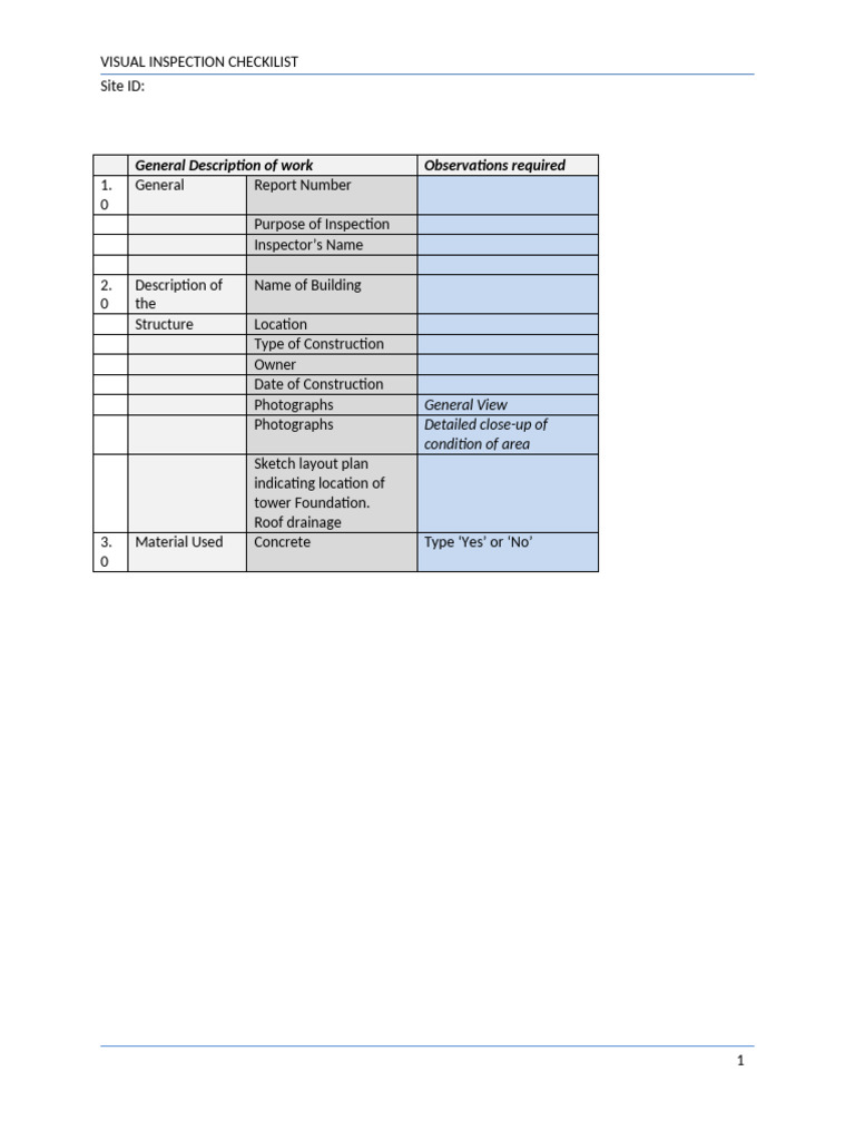 Site Inspection Form -Format | PDF