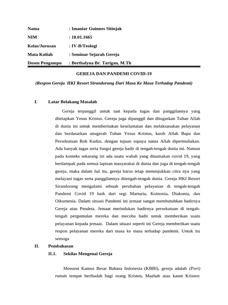 Seminar Sejarah Gereja - Imaniar Guinnes Sitinjak | PDF