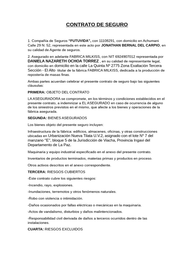 CONTRATO DE SEGURO | PDF