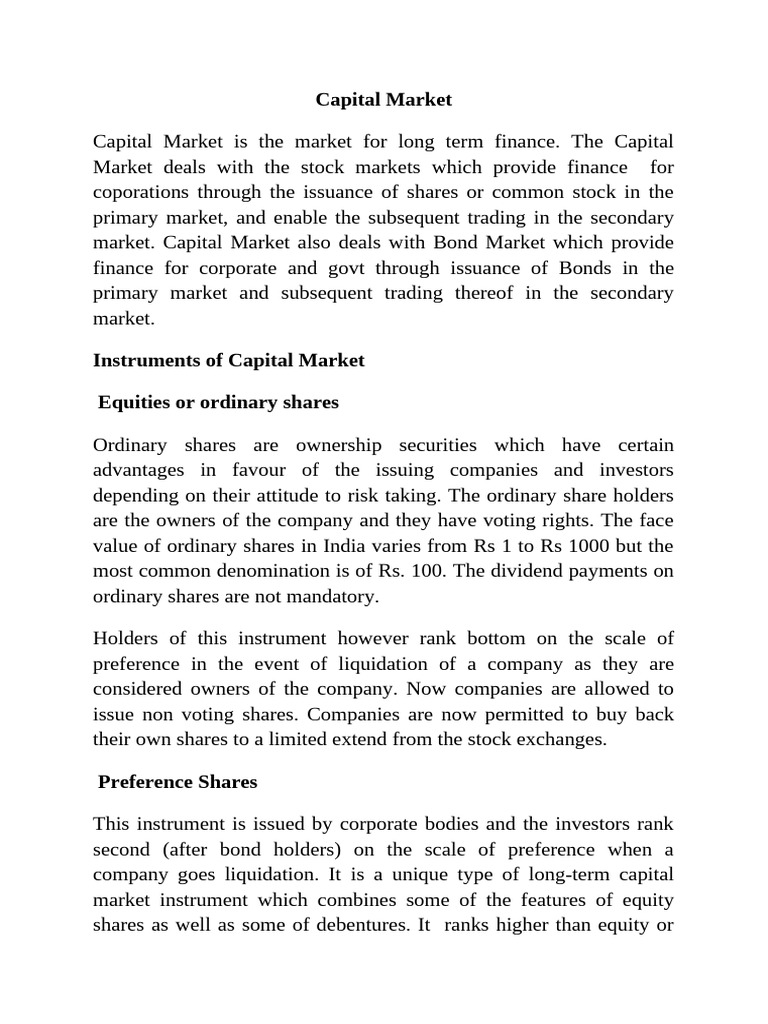 Capital Market | PDF