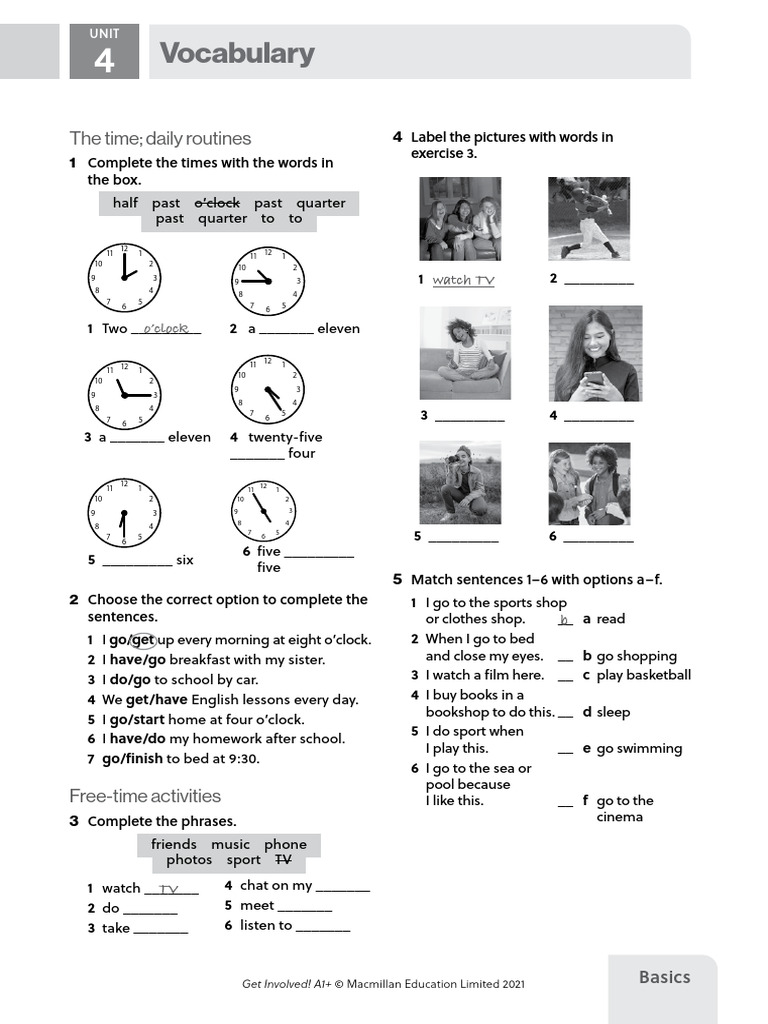 GI A1PLUS U4 Vocabulary Basics | PDF