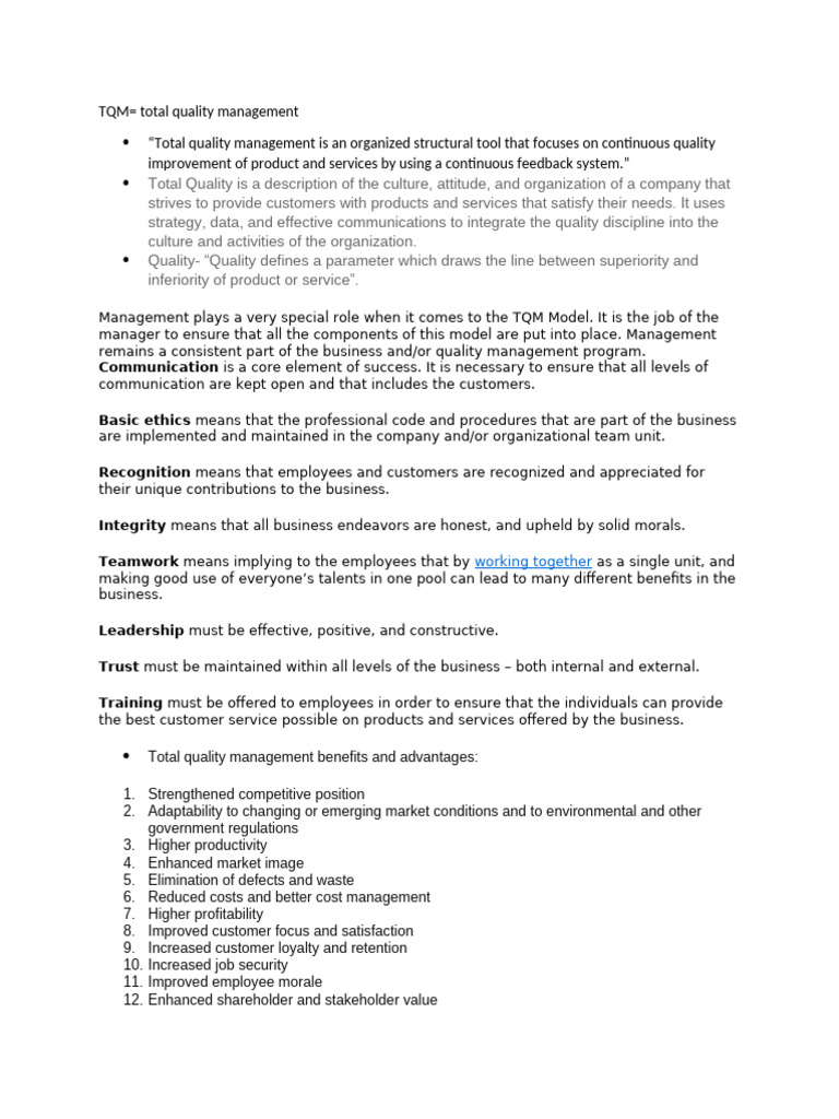 TQM | PDF