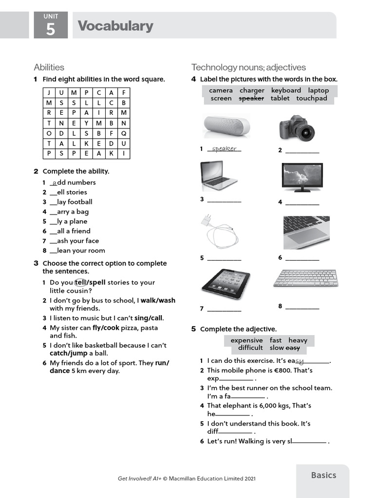 GI A1PLUS U5 Vocabulary Basics | PDF