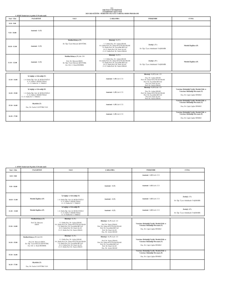 Guncel Ders Programi Guz 2024 - h7iui9hRRP9 | PDF