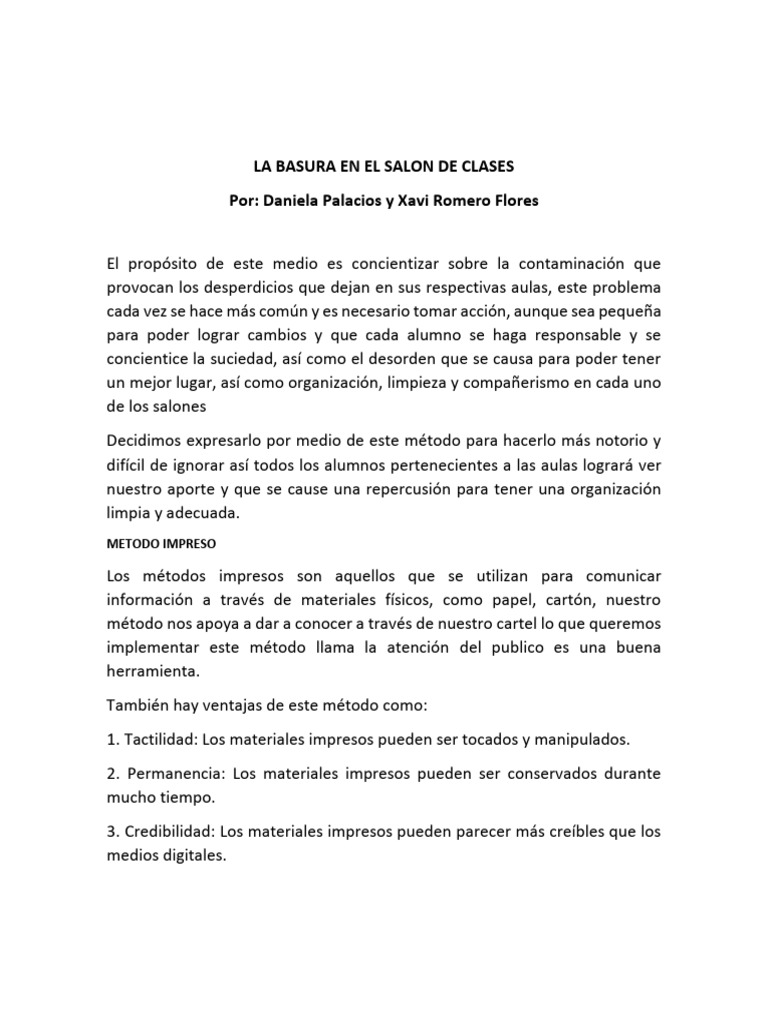 La Basura en El Salon de Clases 2 | PDF
