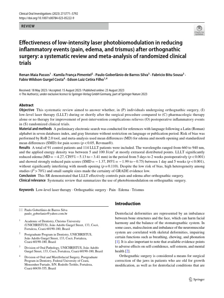 Effectiveness of Low-Intensity Laser Photobiomodulation Randomized ...
