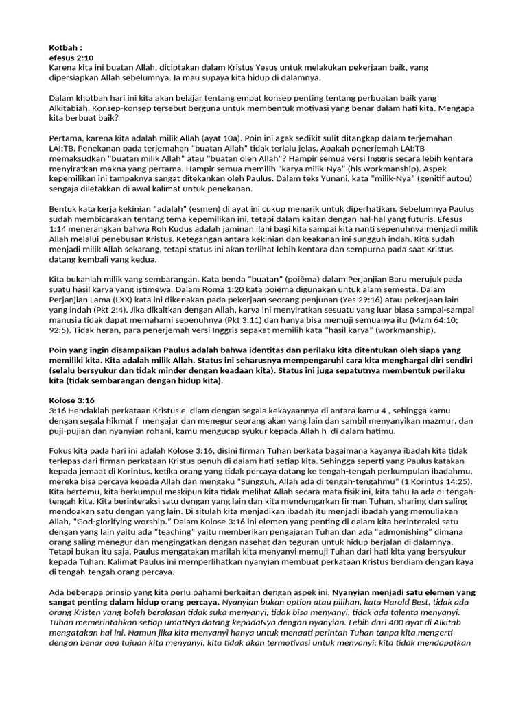 Kotbah PEMBUKAAN | PDF