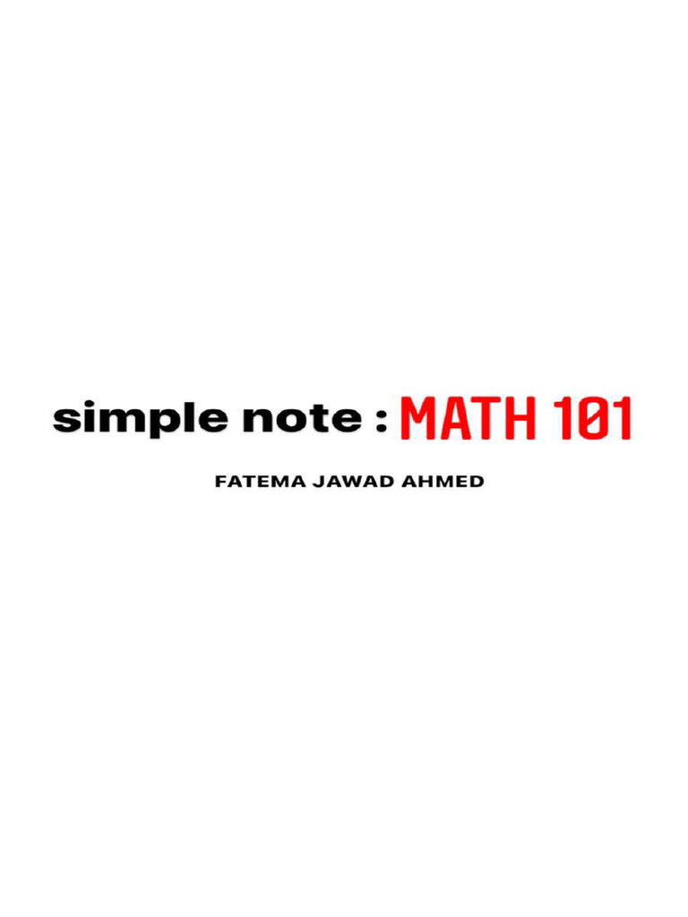 MATHS101 Simple Note - Fatima Jawad Ahmed | PDF