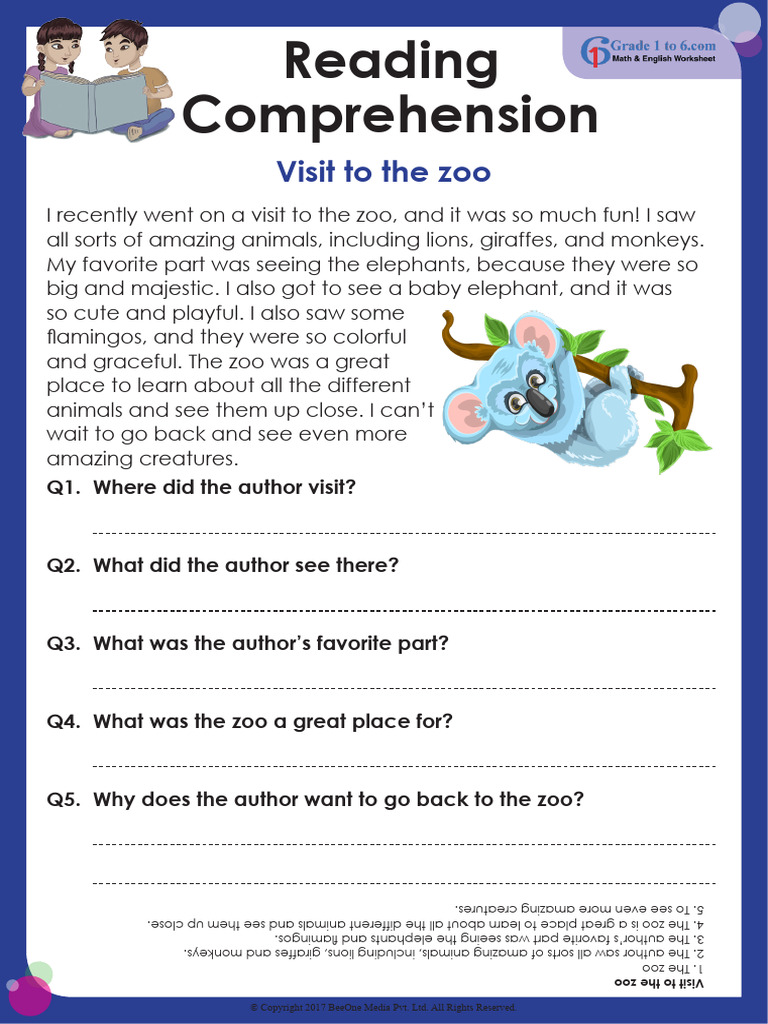 Reading Comprehension - A Visit To The Zoo | PDF