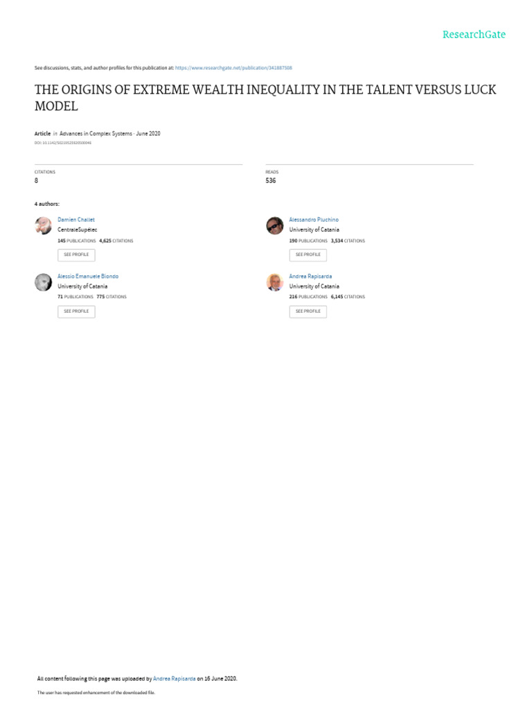 Paper On The Talent Vs Luck Model | PDF